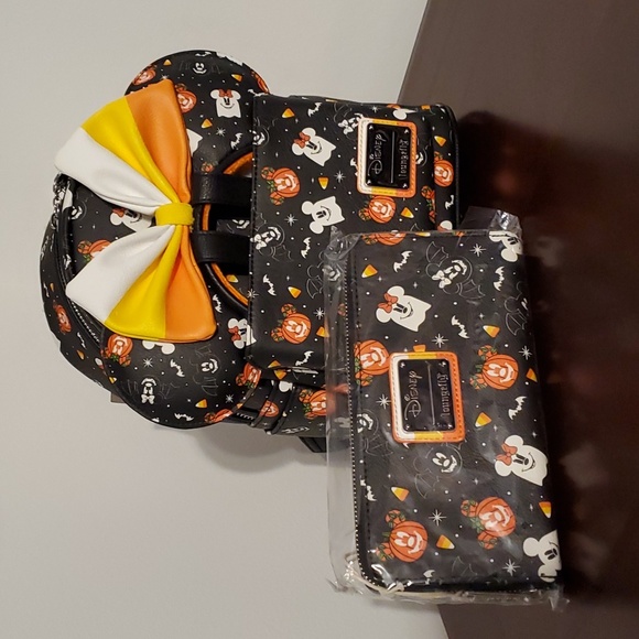 Loungefly | Bags | Loungefly Disney Spooky Mickey Minnie Candy Corn ...